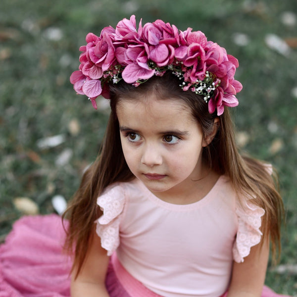 Sofia Handmade Vintage Rose Pink Hydrangea Flower Crown | Aubrie ...