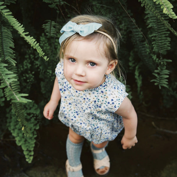 Enid romper in conflower blue confetti floral | Aubrie Australia ...