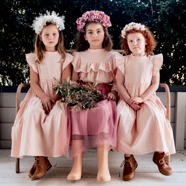 Peach Piper Peony Flower Girl Crown | Handmade in Australia - aubrie.com.au